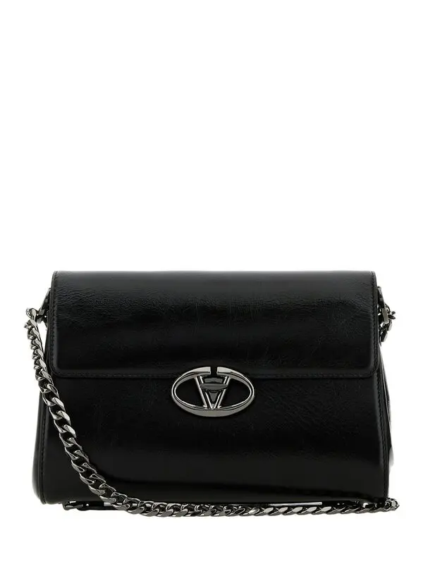 Valentino Garavani Leather Vlogo Shoulder Bag - Black