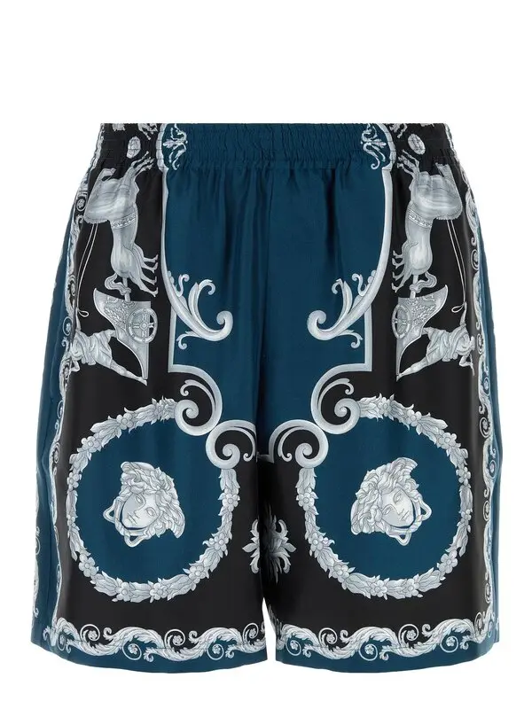Versace Printed Silk Bermuda Shorts - White