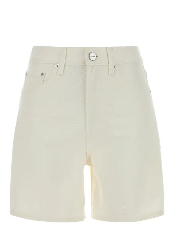 ANINE BING Cotton Denim Shorts - White