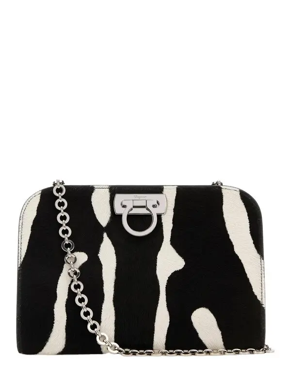 FERRAGAMO Calf Hair Clutch - White