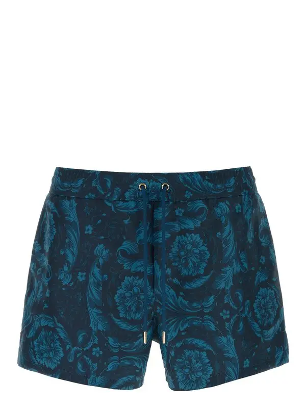 Versace Printed Polyester Swimming Shorts - White