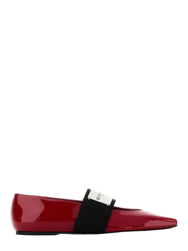 Givenchy Patent Calf Leather Square Toe Ballerinas With Elastic Strap - Red