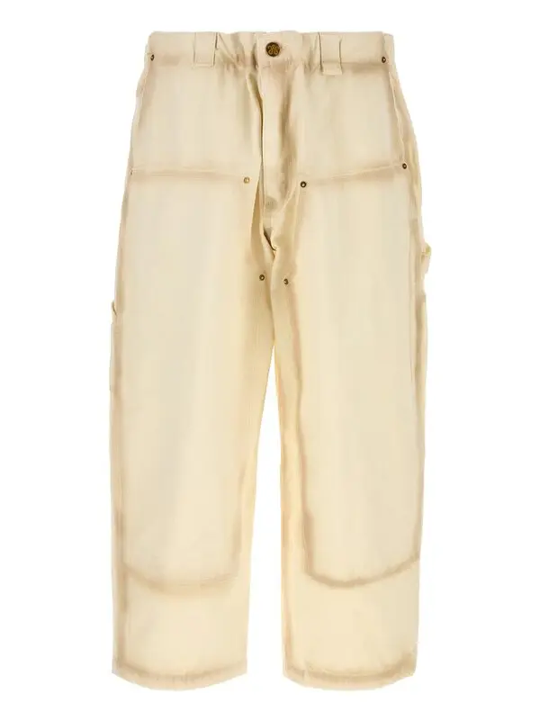 WILLY CHAVARRIA Willy Chavarría Ivory Cotton Wide-leg Workwear Pants - White