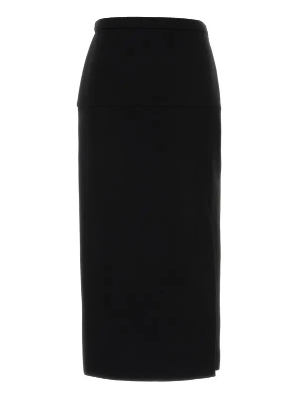 Valentino Garavani Wool Skirt With Side Slit - Black