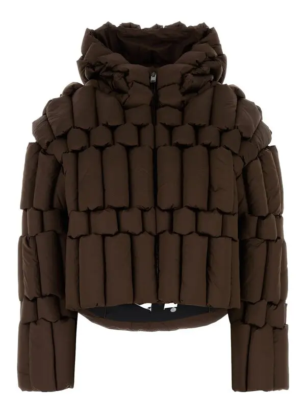 RAXXY Quilted Down Jacket With Hood - Brown