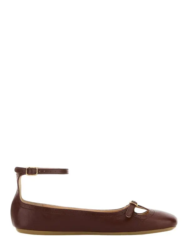 Chloé Leather Misty Ballerinas With Cut-out Detailing - Brown