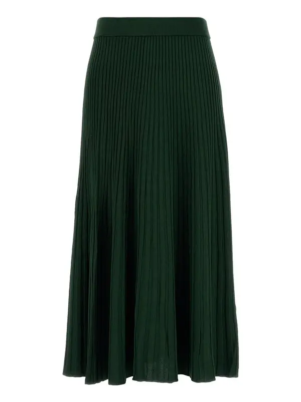 Zimmermann Pleated Viscose Blend Midi Skirt - Green