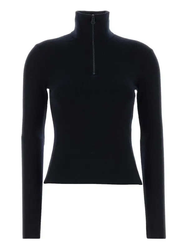 COURREGES Midnight Wool Ribbed Sweater - Blue