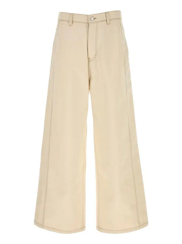 Ami Ivory Denim Wide-leg Jeans - White