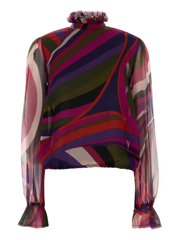 Emilio Pucci Printed Silk Blouse - White