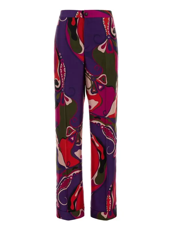 Emilio Pucci Printed Silk Pants - White