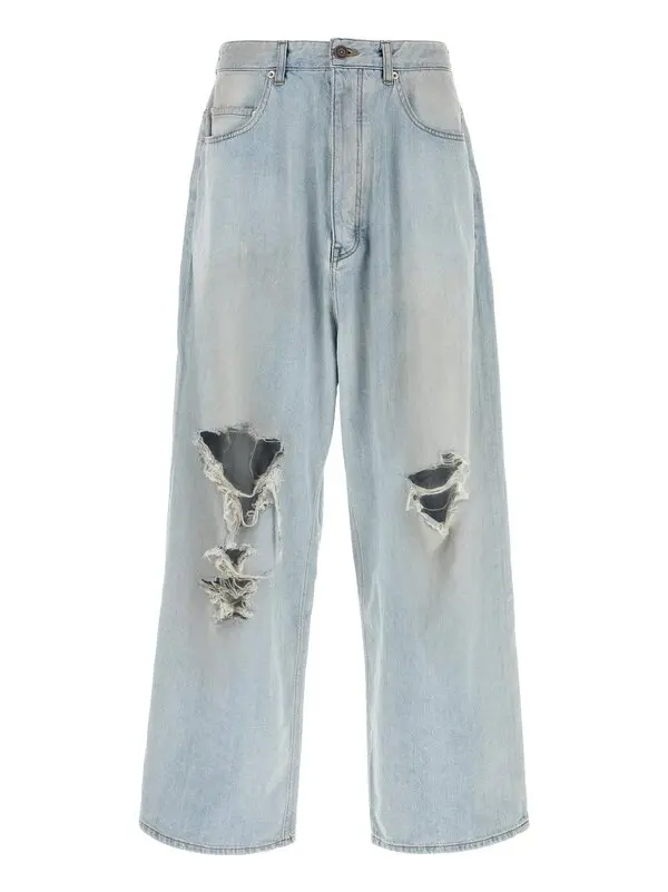 Balenciaga Stonewashed Denim Jeans With Rips - Blue