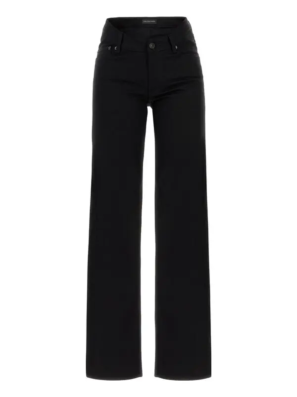 Balenciaga Flared Leg Jeans In Pure Cotton Denim - Black