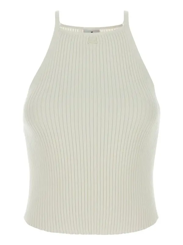 COURREGES Ribbed Viscose Blend Tank Top - White