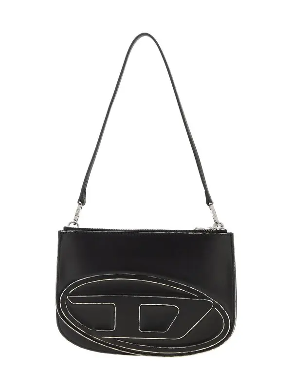 DIESEL® Leather Shoulder Bag With D Motif - Black