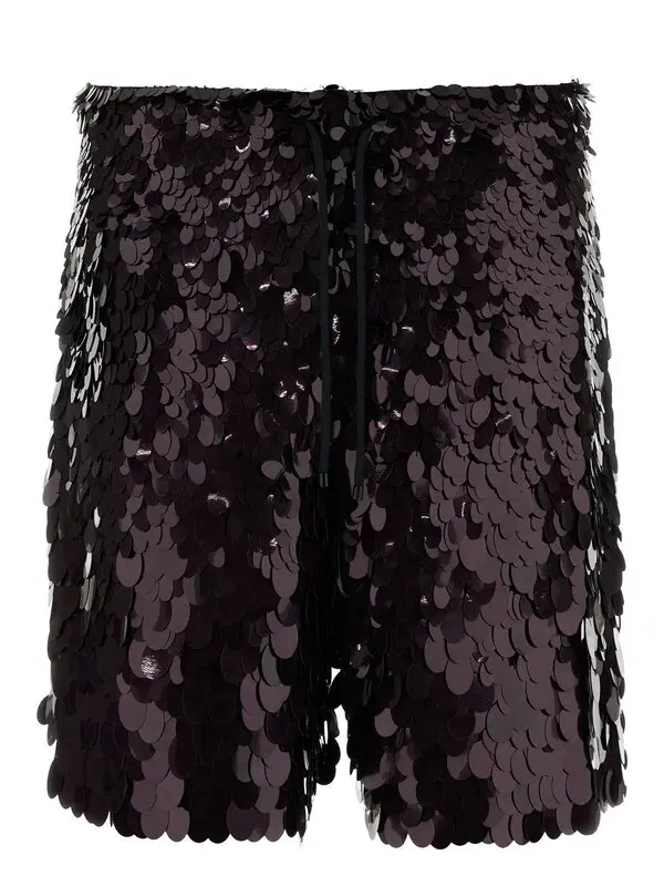 Dries Van Noten Embellished Sequined Bermuda Shorts - Purple