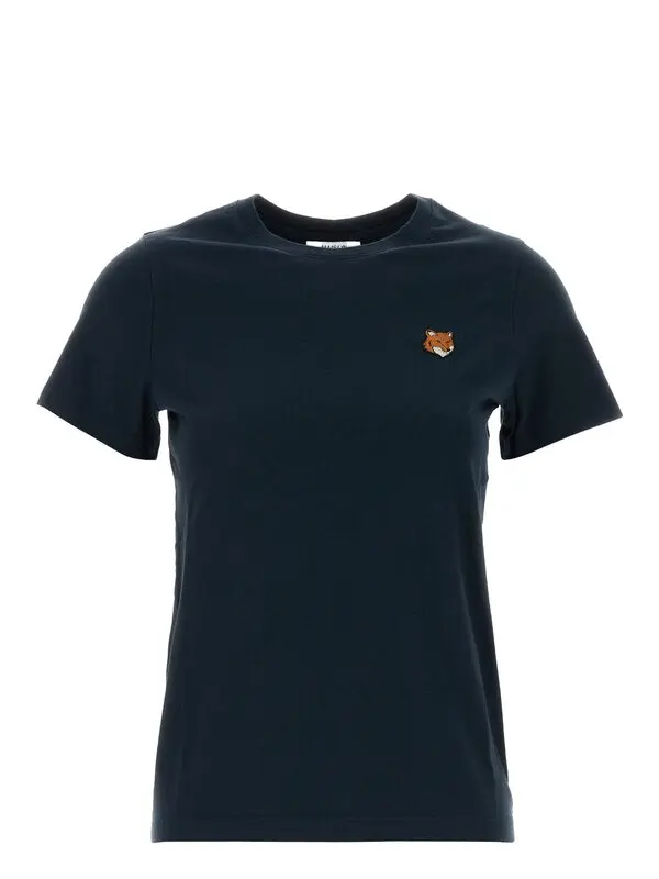 Maison Kitsuné Cotton T-shirt With Fox Head Patch - Blue
