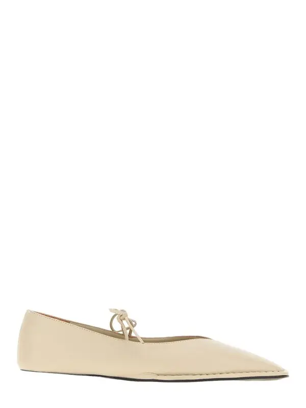 ALOHAS Sand Leather Sway Ballerinas With Tie Fastening - Light Brown