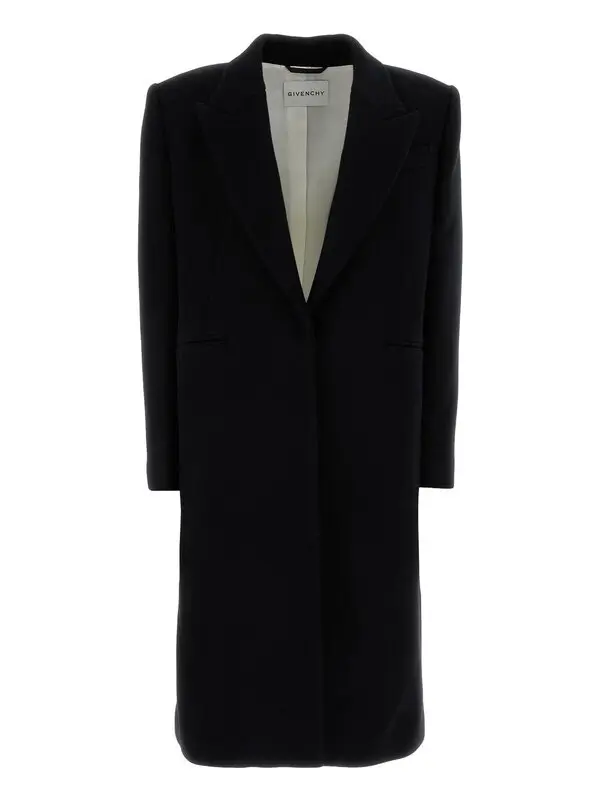 Givenchy Wool Coat With Padded Shoulders - Black