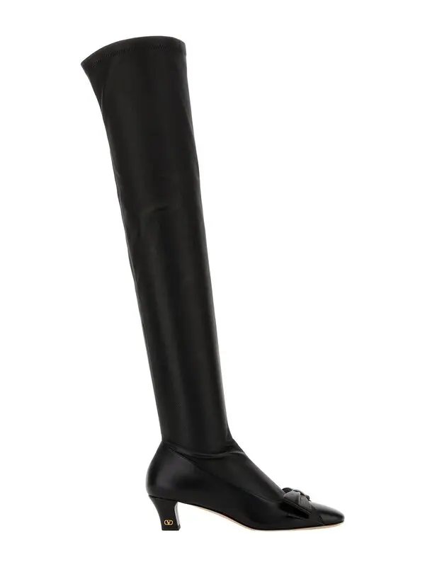 Valentino Garavani Over-the-knee Leather Boots With Bow Detailing - Black