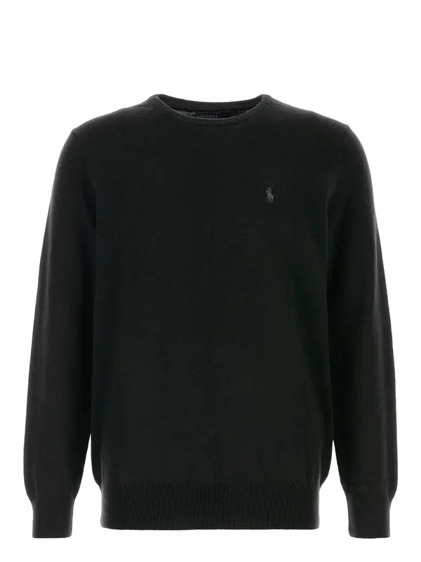 Polo Ralph Lauren Wool Sweater With Embroidered Logo - Black