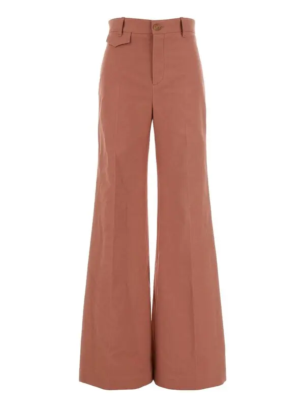 Chloé Flared Leg Cotton Trousers - Pink