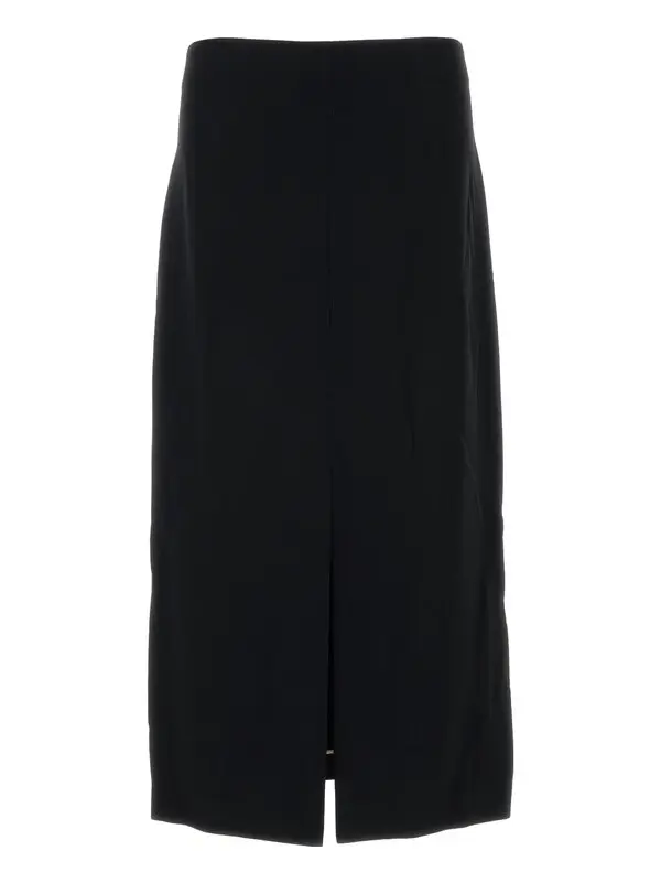 Carven Crepe Skirt With Front Slit - Black