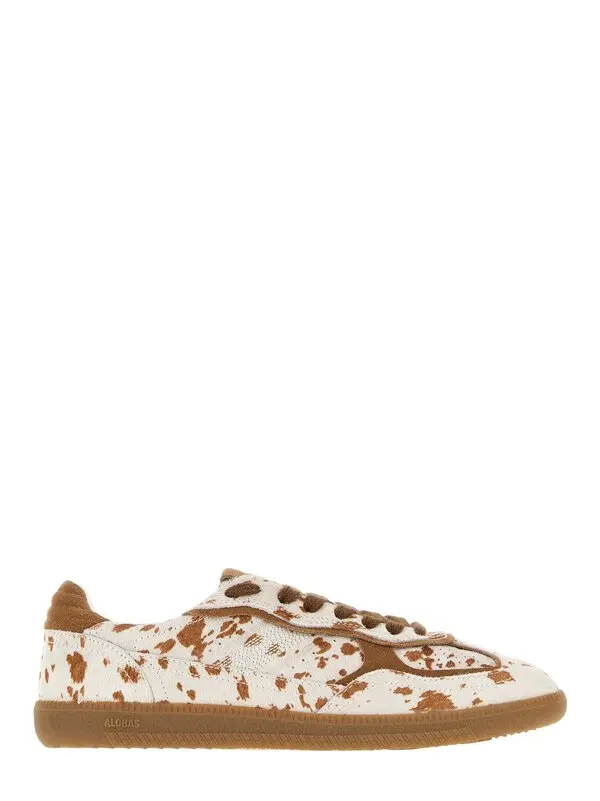 ALOHAS Printed Calf Hair Lace-up Sneakers - White