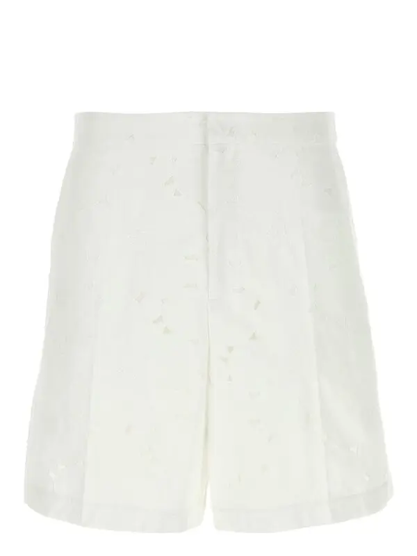 Valentino Garavani Cotton Blend Bermuda Shorts - White