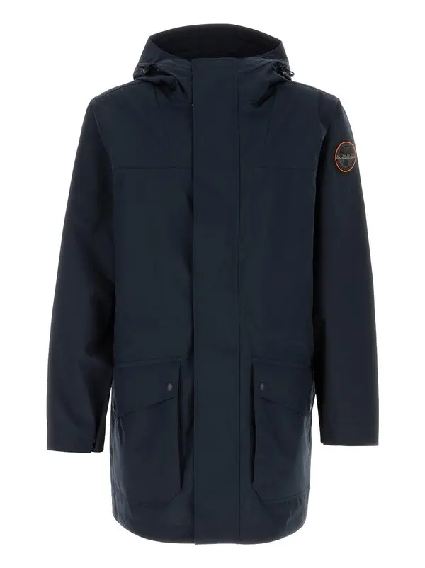 NAPAPIJRI Dark Polyester Windbreaker With Logo Patch - Blue