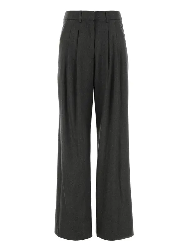 PT TORINO Charcoal Stretch Wool Blend Wide-leg Pant - Grey
