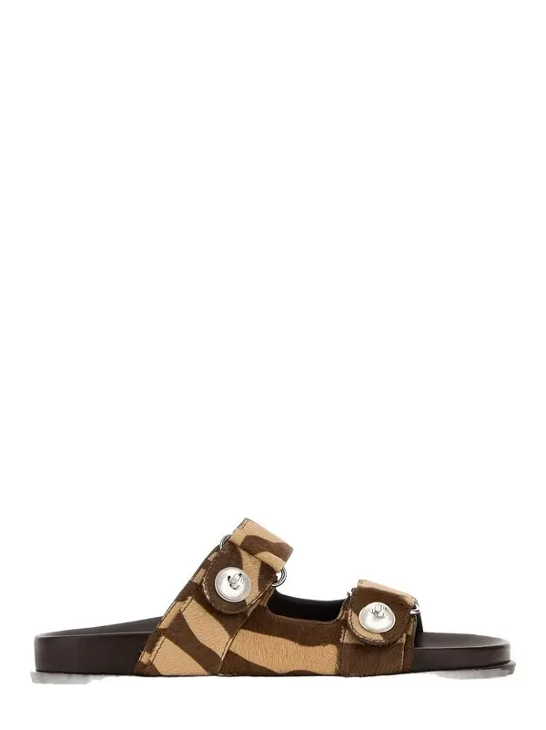 JIMMY CHOO Printed Calf Hair Slippers - White