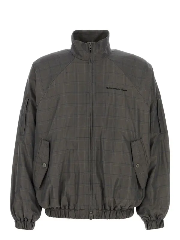 Balenciaga Embroidered Checked Nylon Jacket - White