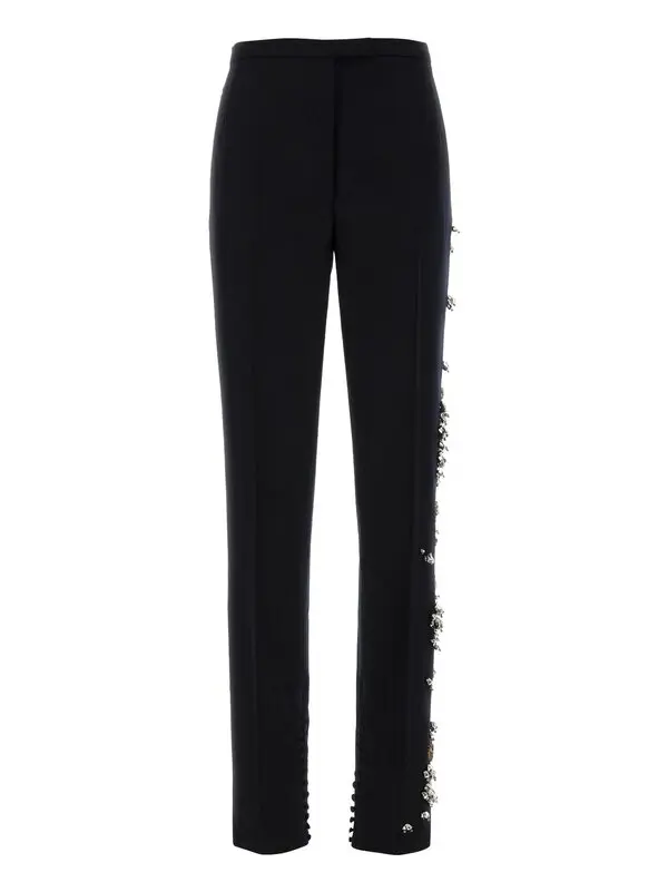 Dries Van Noten Embellished Wool Trousers - Blue