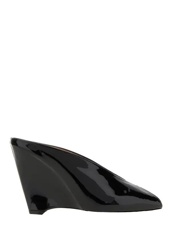 FERRAGAMO Patent Calf Leather Pointed Toe Mules - Black