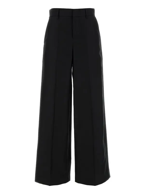 Alberta Ferretti Wool Blend Wide-leg Trousers - Black