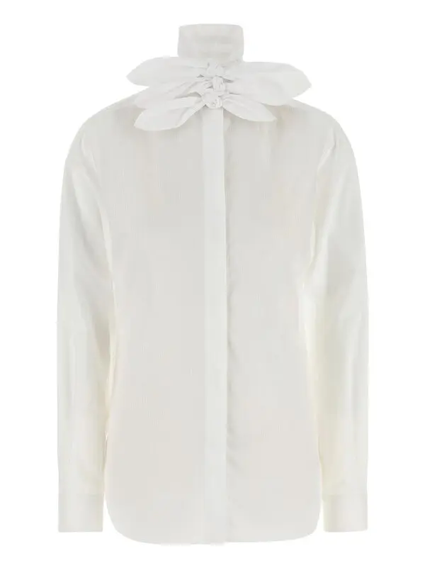 Moschino Embroidered Cotton Shirt With Tie Detail - White