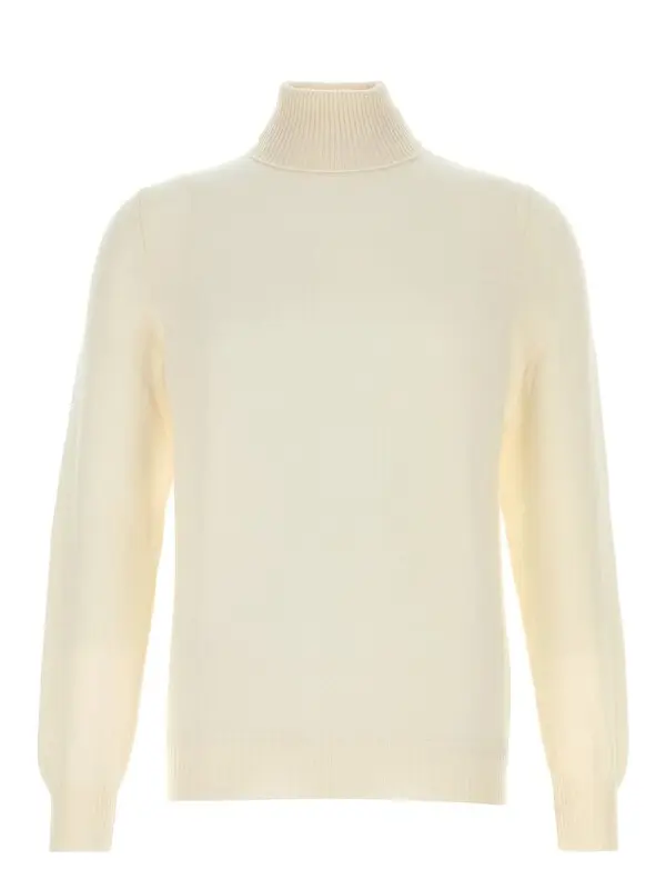 Fedeli Pure Cashmere Turtleneck Sweater - White