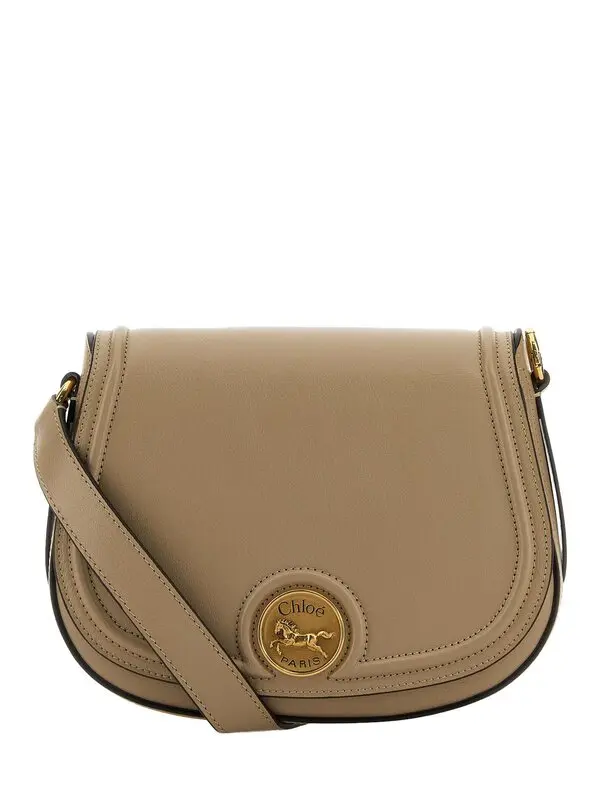 Chloé Leather Horse Medal Crossbody Bag - Light Brown