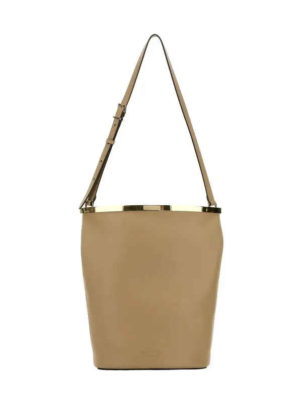 TOD'S Beige Leather Bucket Bag - Light Brown