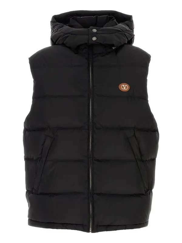 Valentino Garavani Quilted Nylon Vest With Vlogo Signature - Black