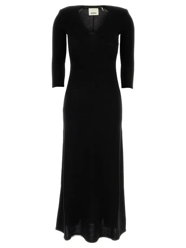 Isabel Marant Étoile Wool Blend V-neck Dress - Black