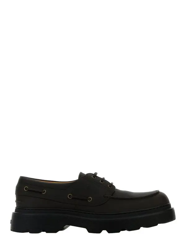 TOD'S Black Leather Lug Sole Loafers - Brown