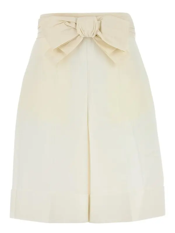 Valentino Garavani Cotton Blend Bermuda Shorts With Bow Detail - White