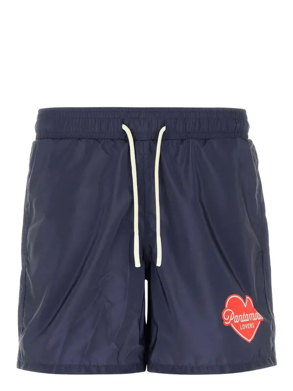 PANTAMOLLE Recycled Polyester Logo Print Swimming Shorts - Blue