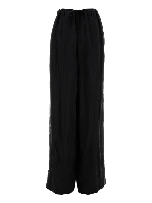 Balenciaga Cupro Striped Embroidered Pyjama Pants - Black
