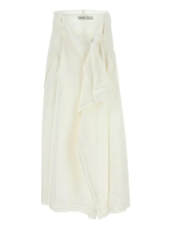 Carven Viscose Skirt With Front Slit And Button Closure - White