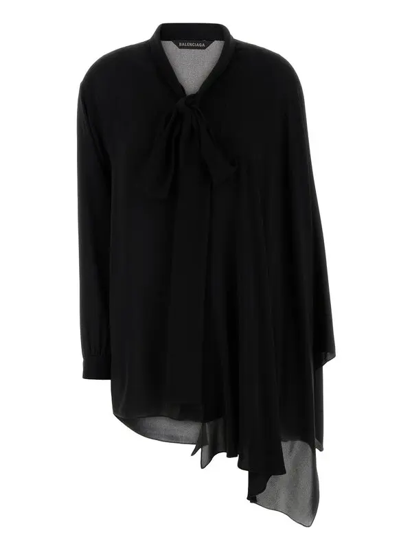 Balenciaga Asymmetric Georgette Blouse - Black