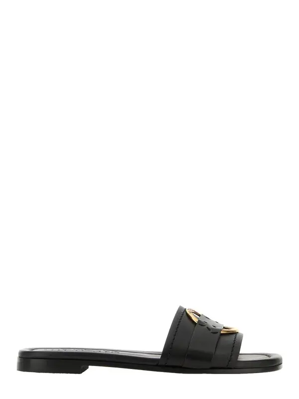 Moncler Leather Bell Slippers - Black