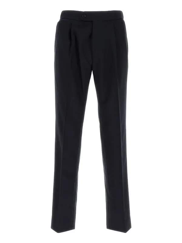Brioni Wool Tailored Trousers With Adjustable Straps - Blue